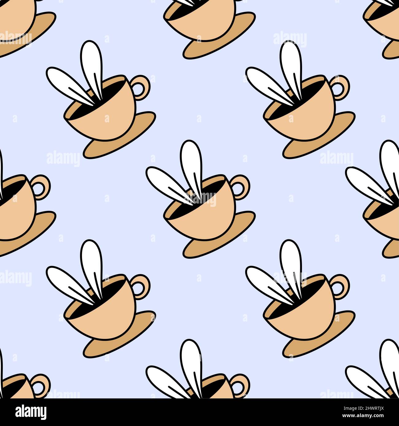 Seamless cup of coffee tea pattern for fabrics and textiles and ...