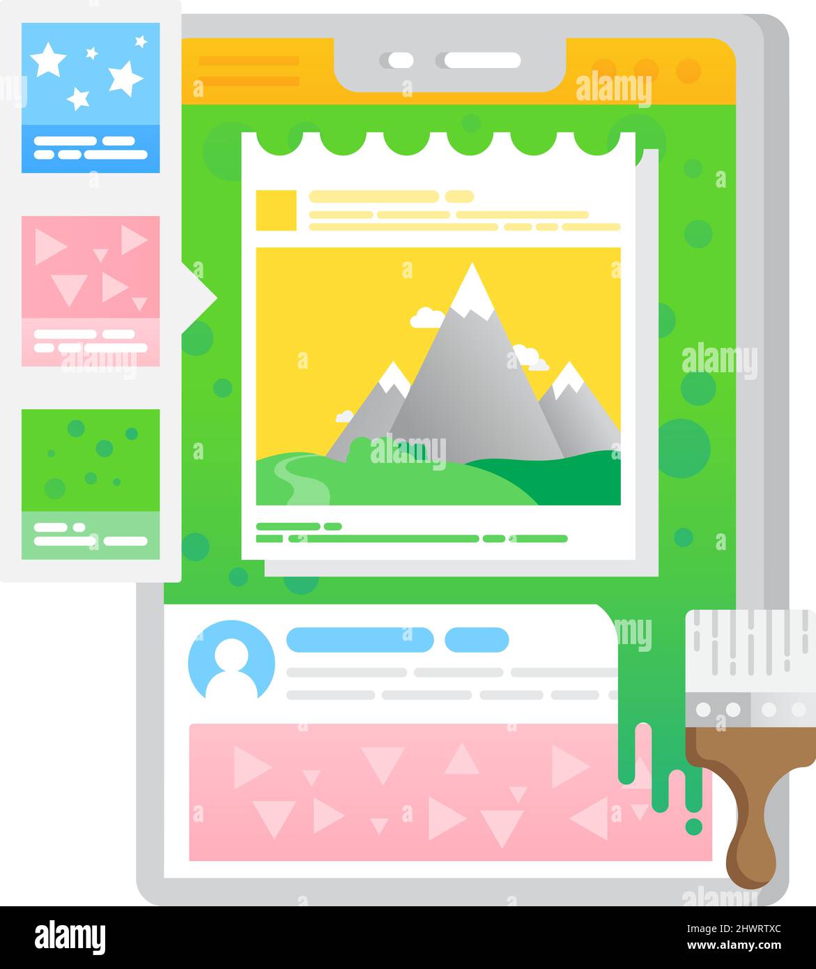 App design vector. UI mockup icon. Phone interface. Flat smartphone ...