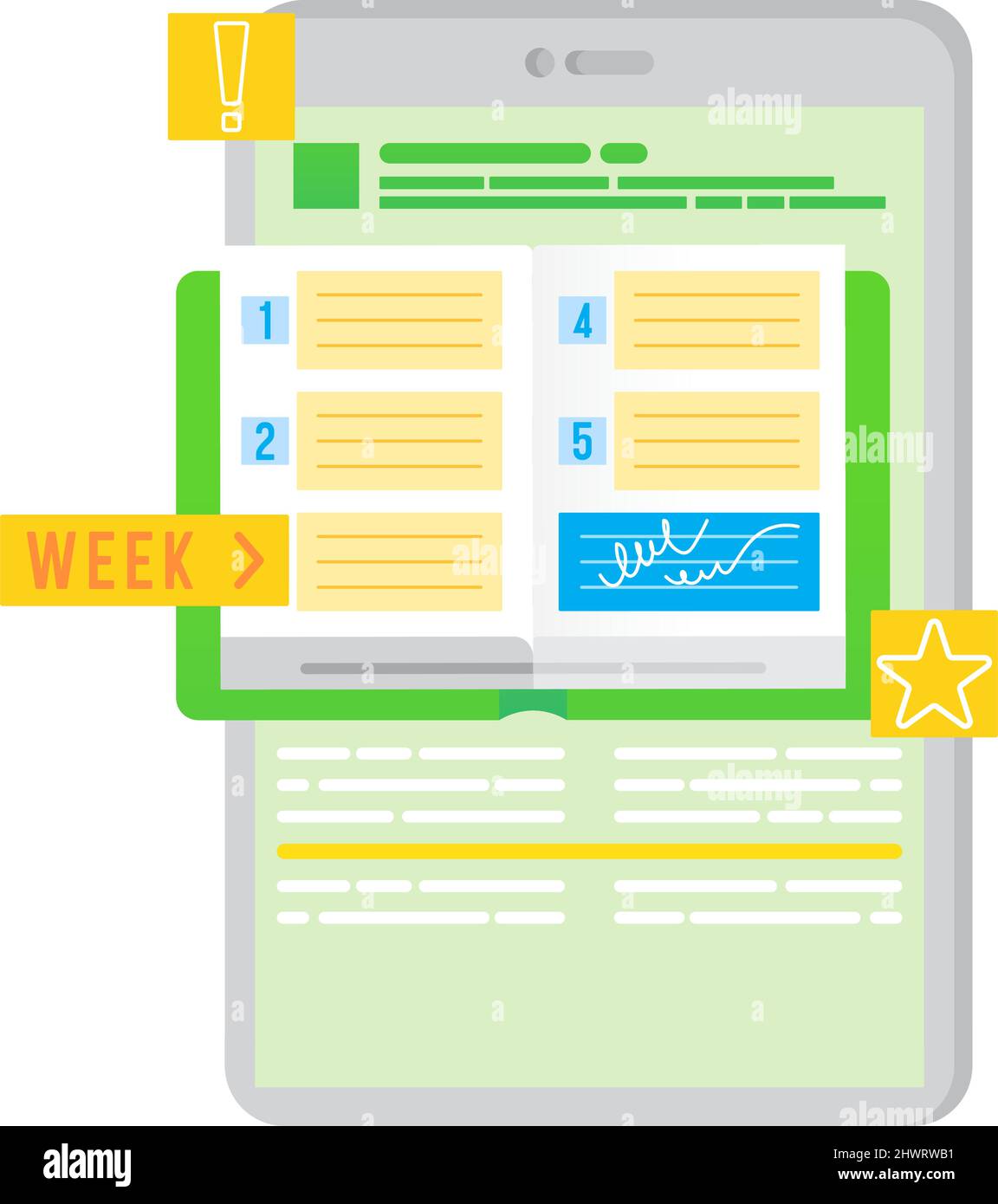 Mobile week planner ui application vector icon. Date calendar, weekly ...