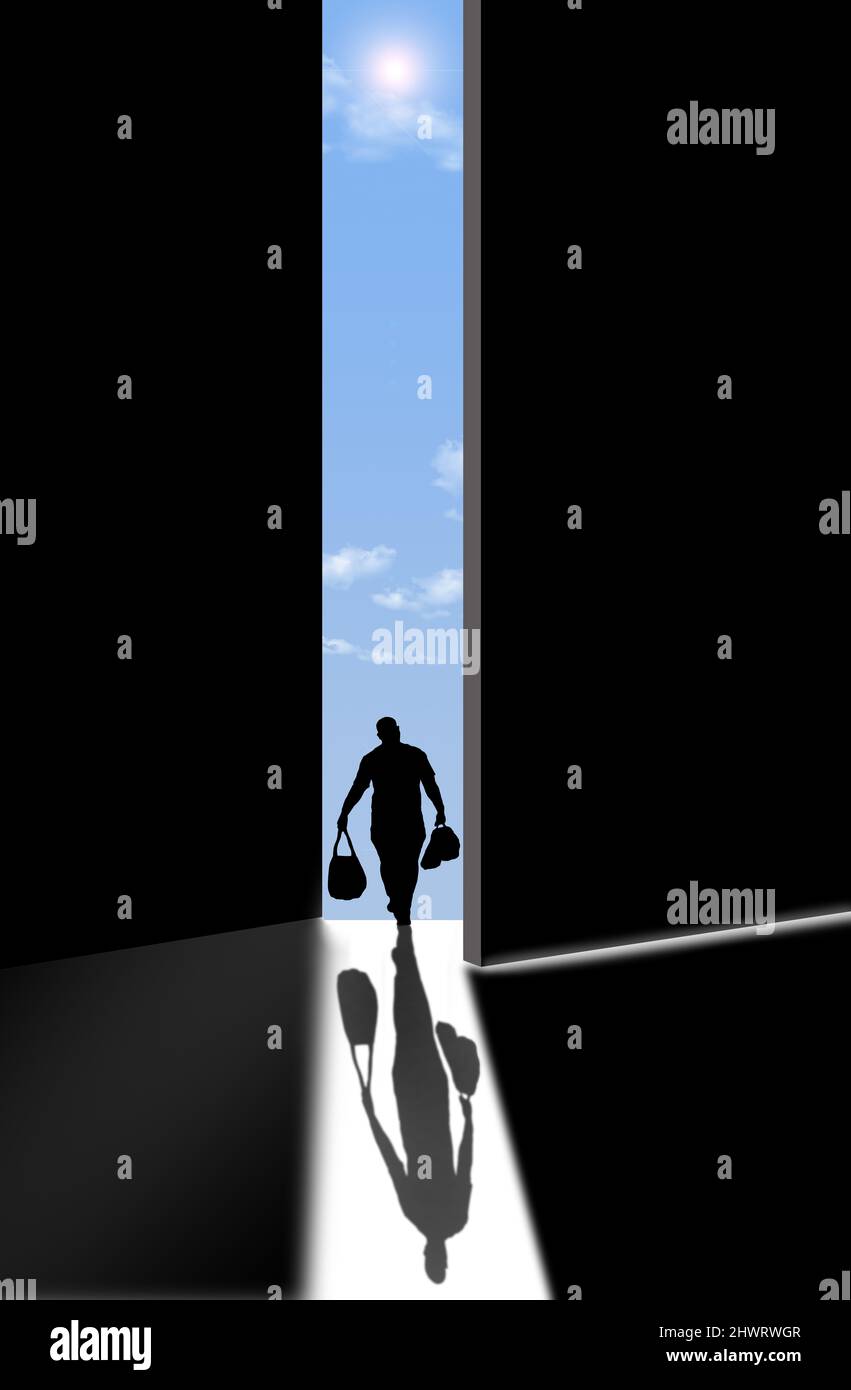Man walking out door hi-res stock photography and images - Alamy