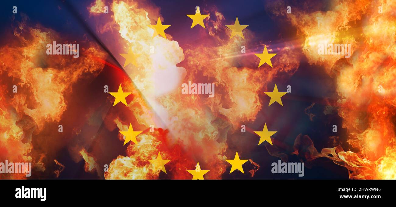 fire and flames creative abstract background and stars of the flag of ...