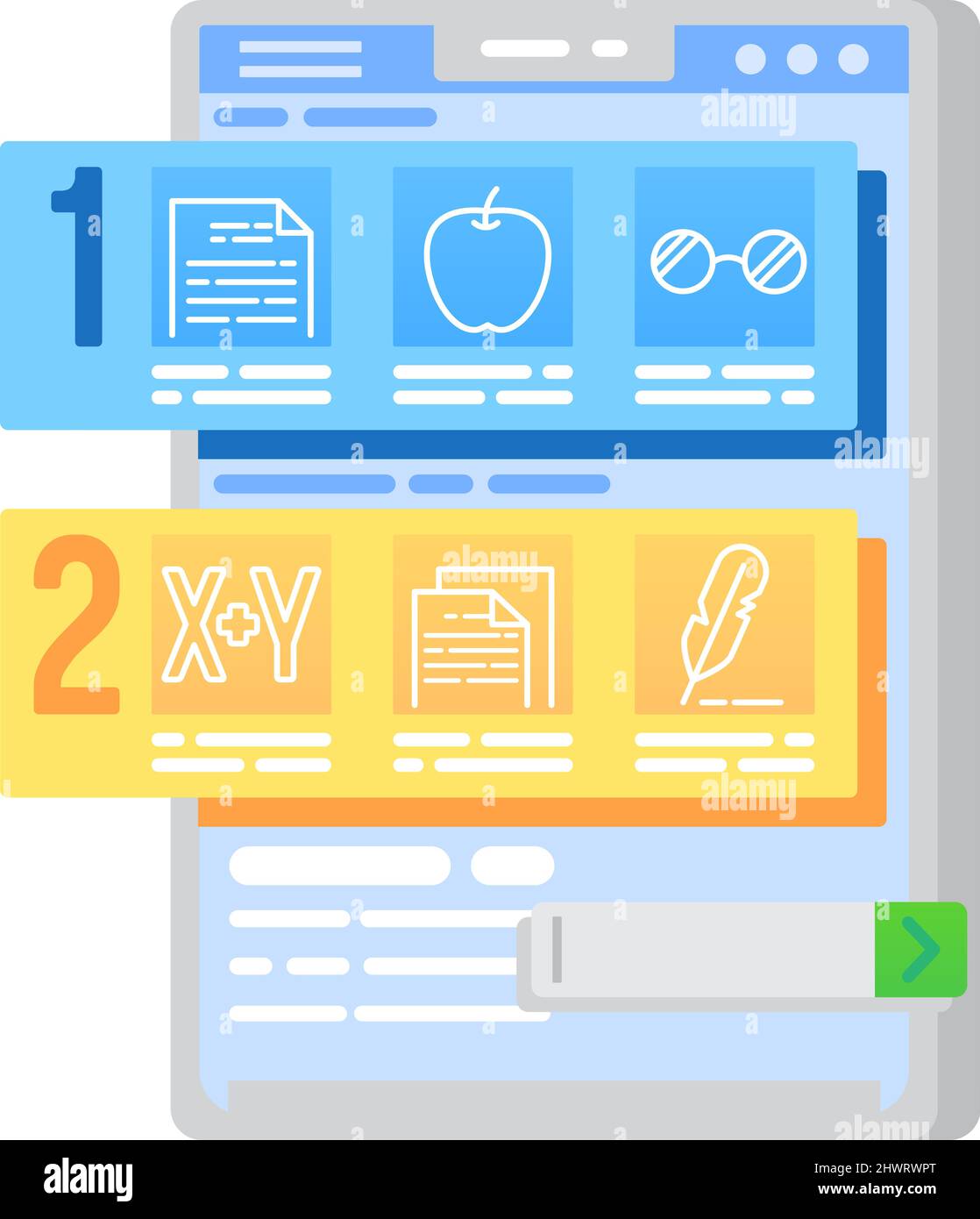 Timetable app icon. Mobile interface flat vector. Daily activities ...