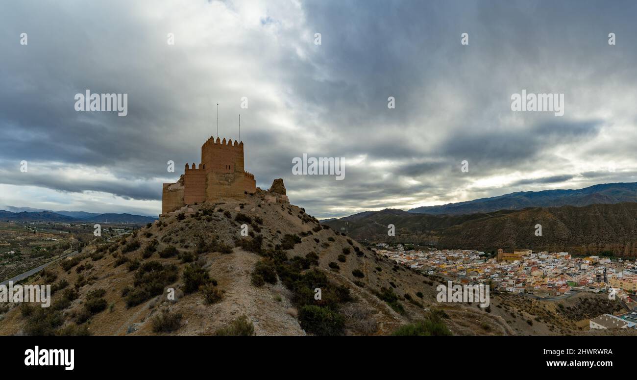 Tabernas, Spain - 4 March, 2022: view of the Moorish castle and village ...