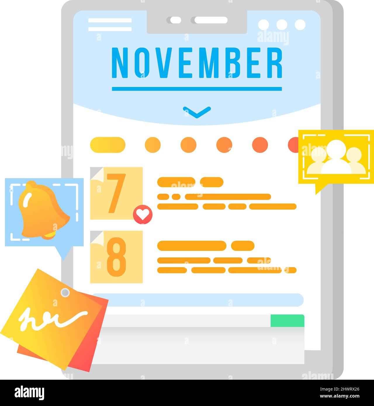 Daily activities planning using mobile planner app icon vector ...