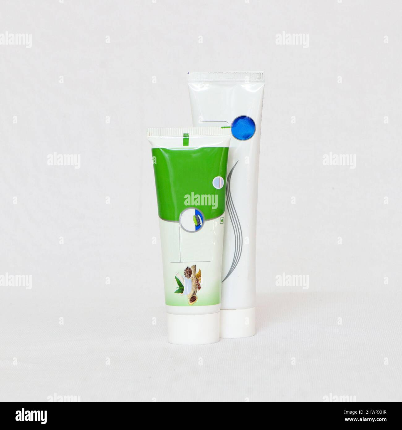 toothpastes for brushing isolated in a white background Stock Photo - Alamy