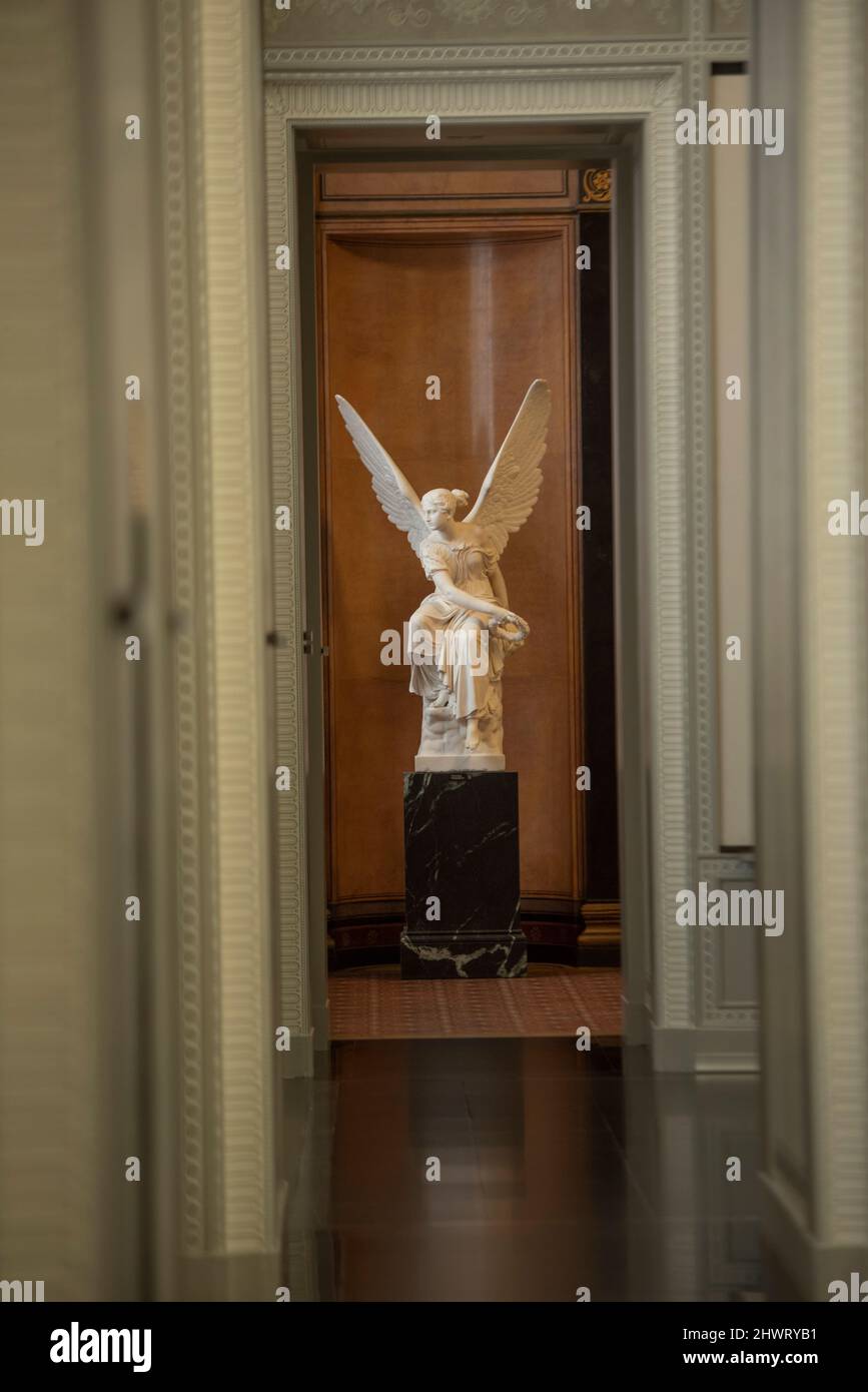 Marble depiction of the goddess Victoria tossing a wreath, by Christian ...
