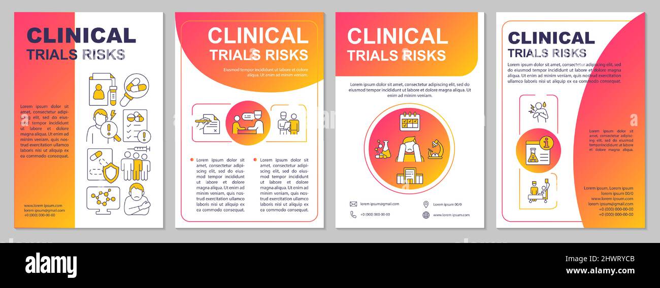 Clinical trials risks red gradient brochure template Stock Vector Image ...
