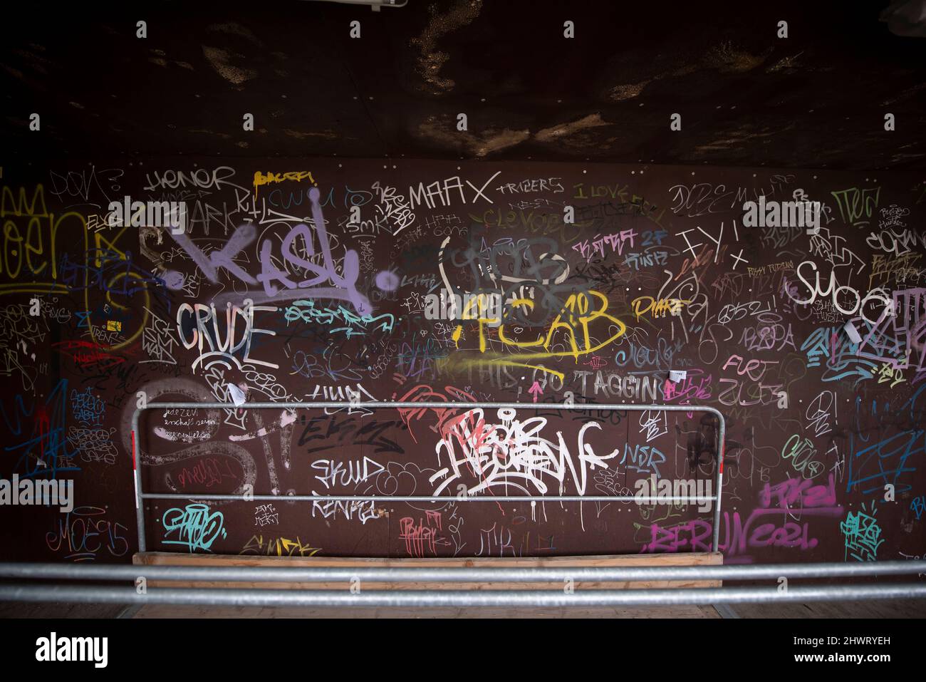 Graffiti adorns a passageway under construction along the East Gallery ...