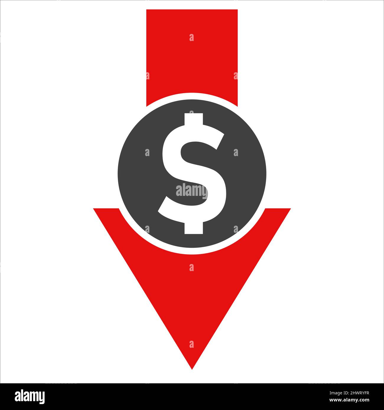 dollar down icon symbol vector. on white background Stock Vector Image ...
