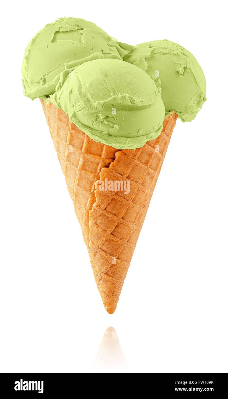 Green ice cream isolated on white background with clipping path Stock ...