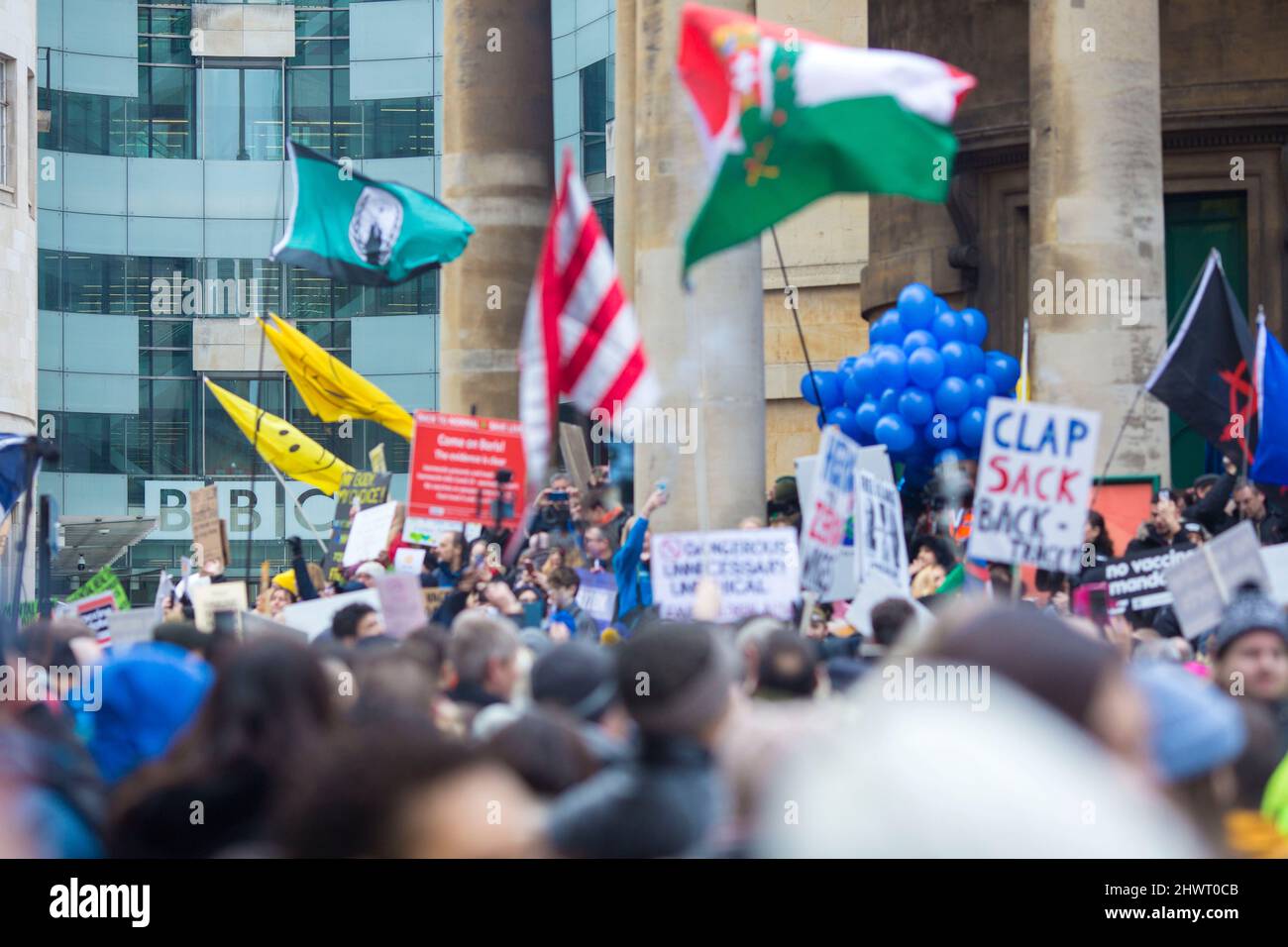 Participants gather for a World Wide Rally for Freedom in front of the ...