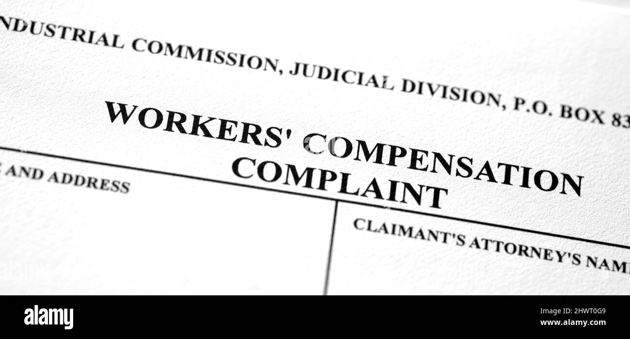 Worker's compensation form complaint for injured worker Stock Photo - Alamy