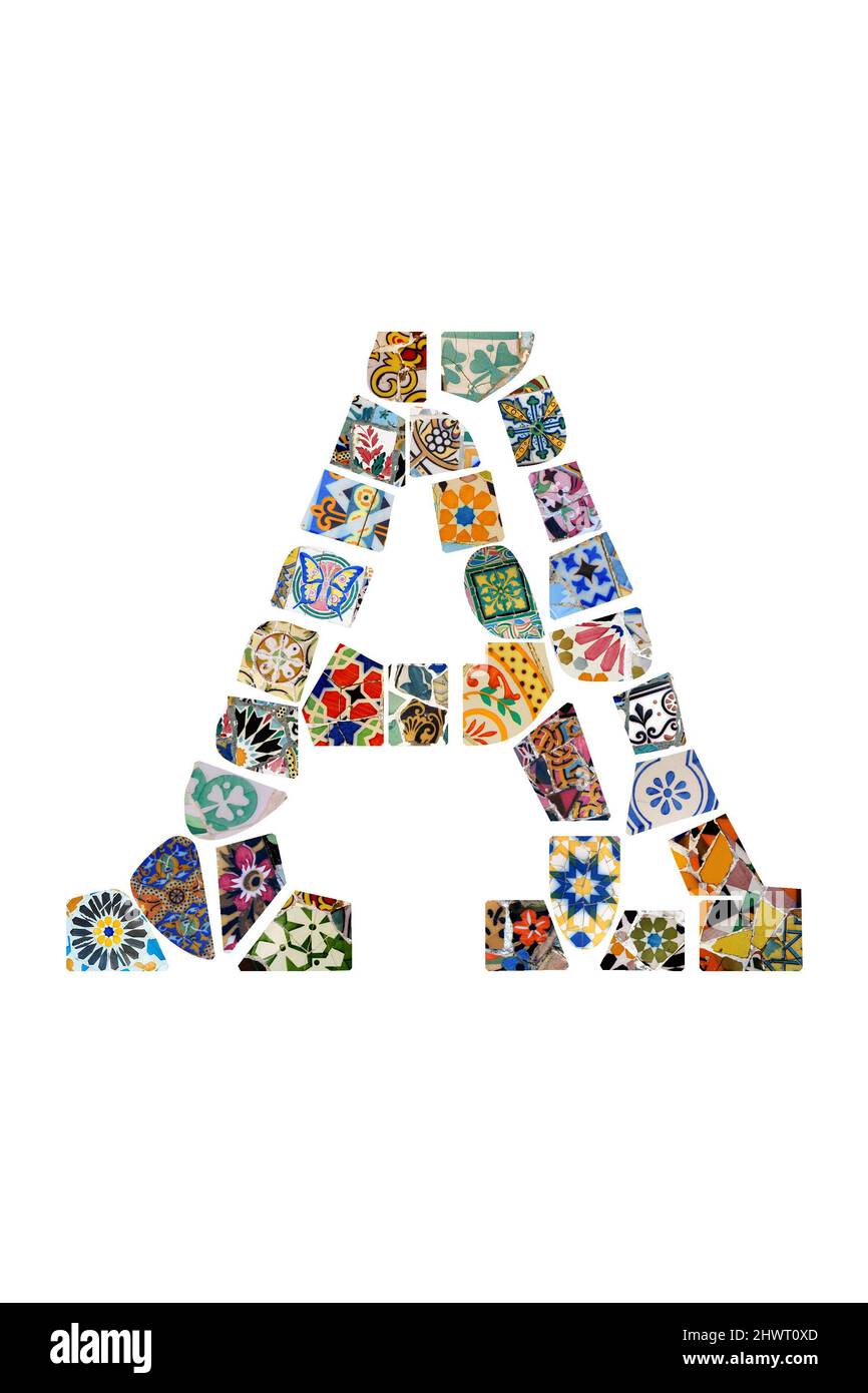 Gaudi mosaic letter Gaudi initial Gaudi custom monogram Barcelona tiles ...