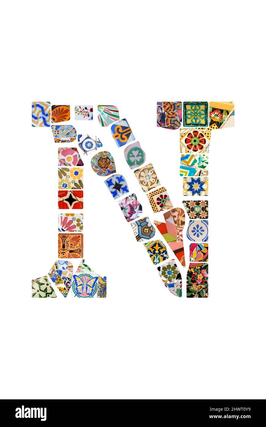 Gaudi mosaic letter Gaudi initial Gaudi custom monogram Barcelona tiles ...