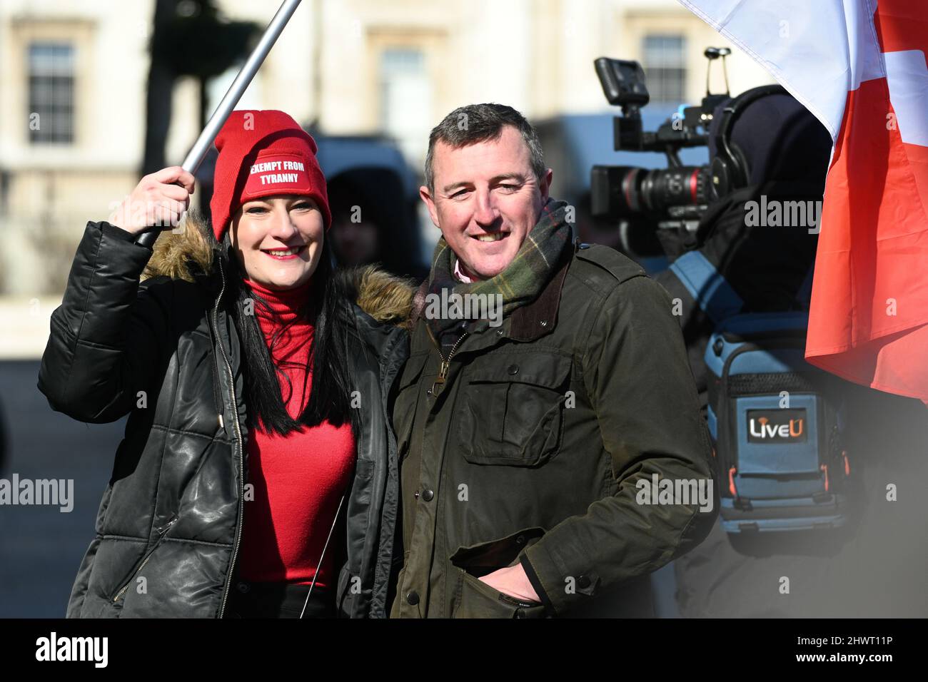 London, UK, 2022-03-07. Protest against Dictator Trudeau travel to ...