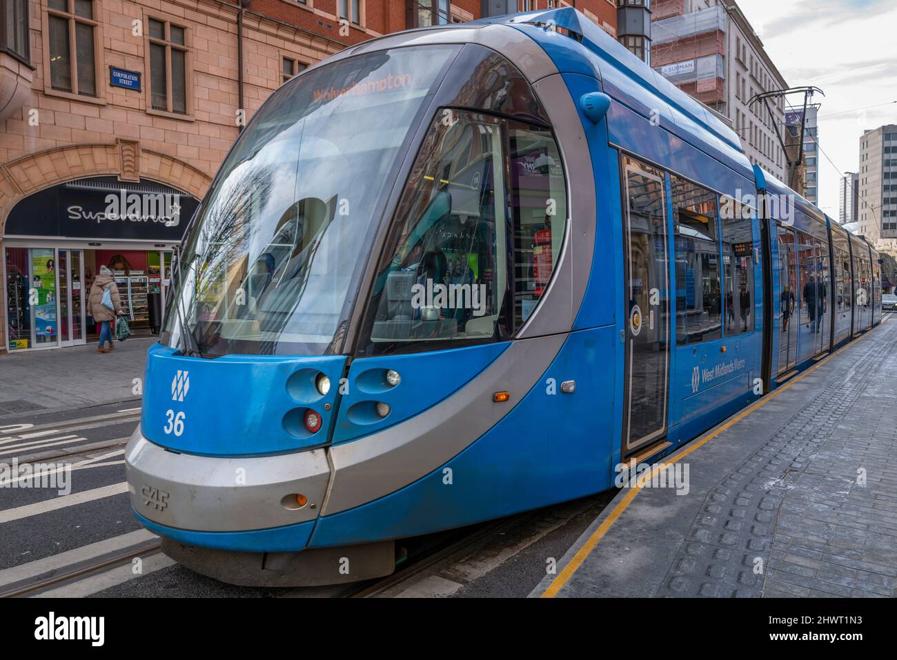West Midlands Metro tram in Central Birmingham Stock Photo - Alamy