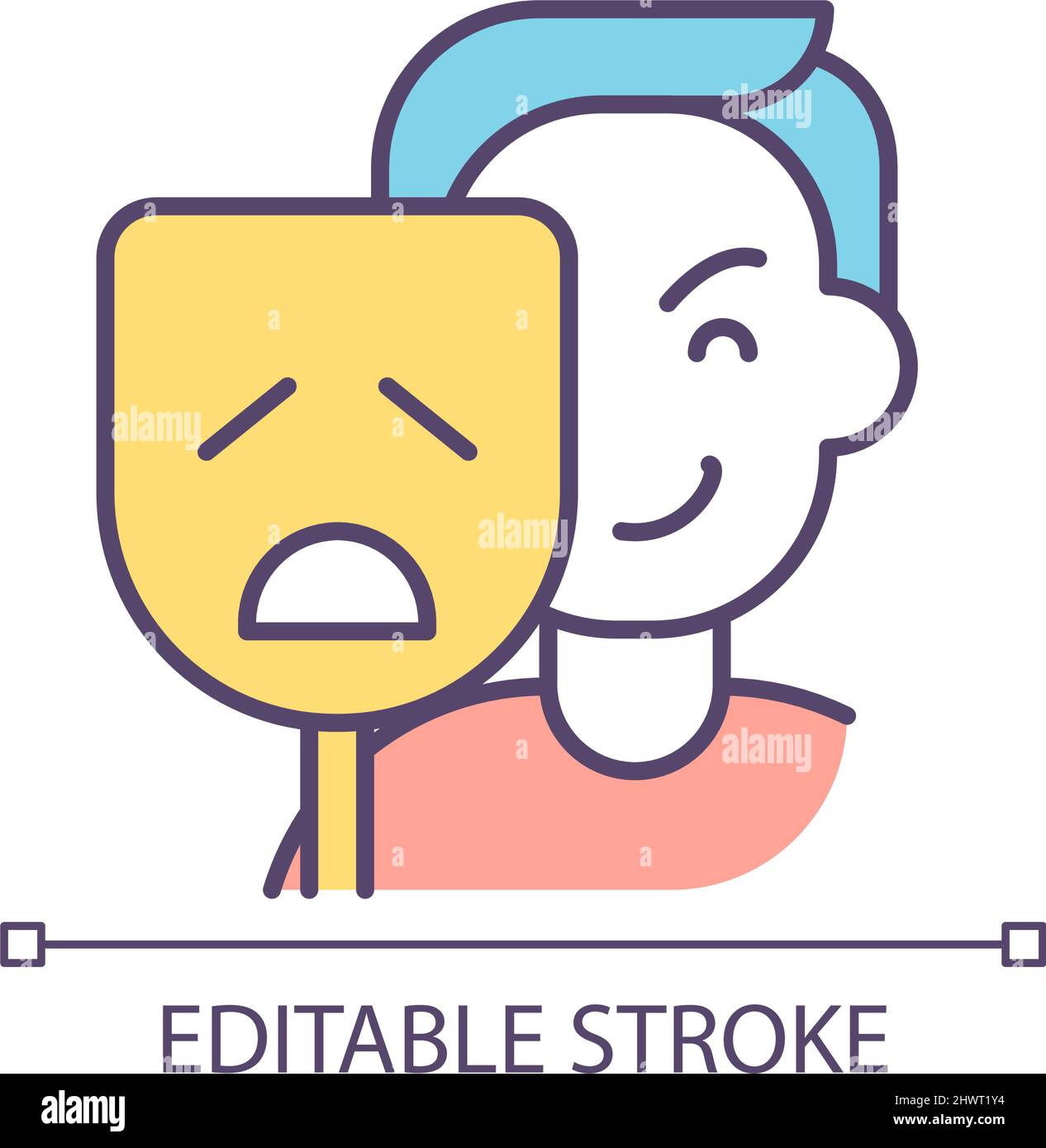 Two-faced manipulator with dramatic statements RGB color icon Stock ...