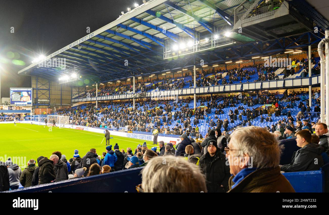 The Gwladys Street Stand at Goodison Park, the home of Everton Football ...