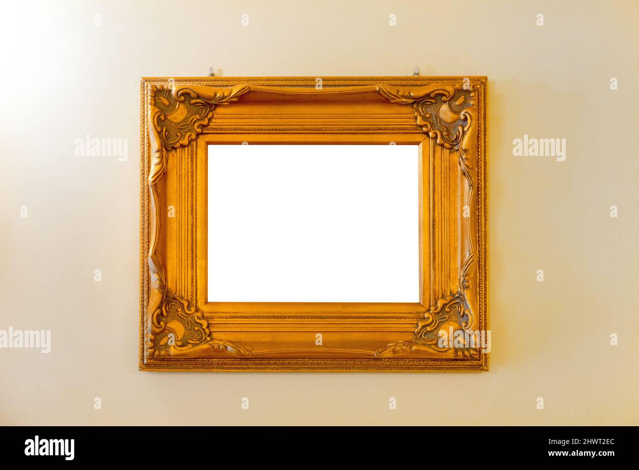 Gold Picture Frame at Wall Medieval Art Stock Photo - Alamy