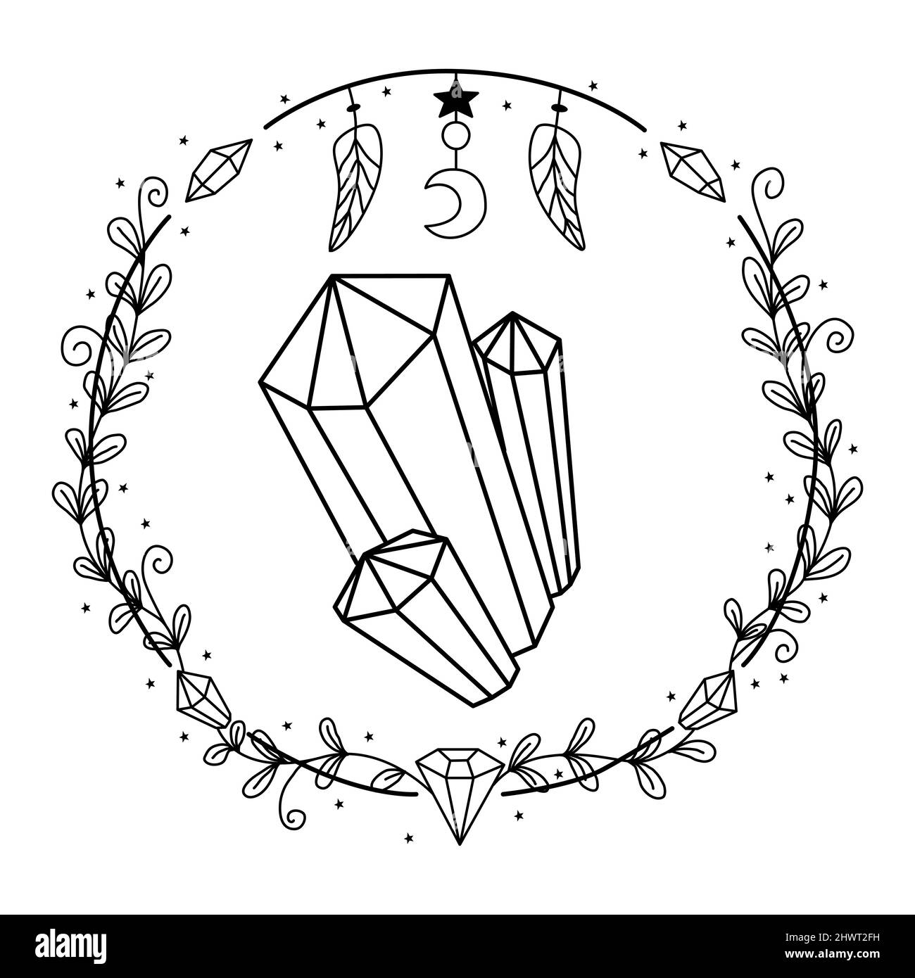 Occultism crystal doodle hand drawn illustration. Witch stones Stock ...