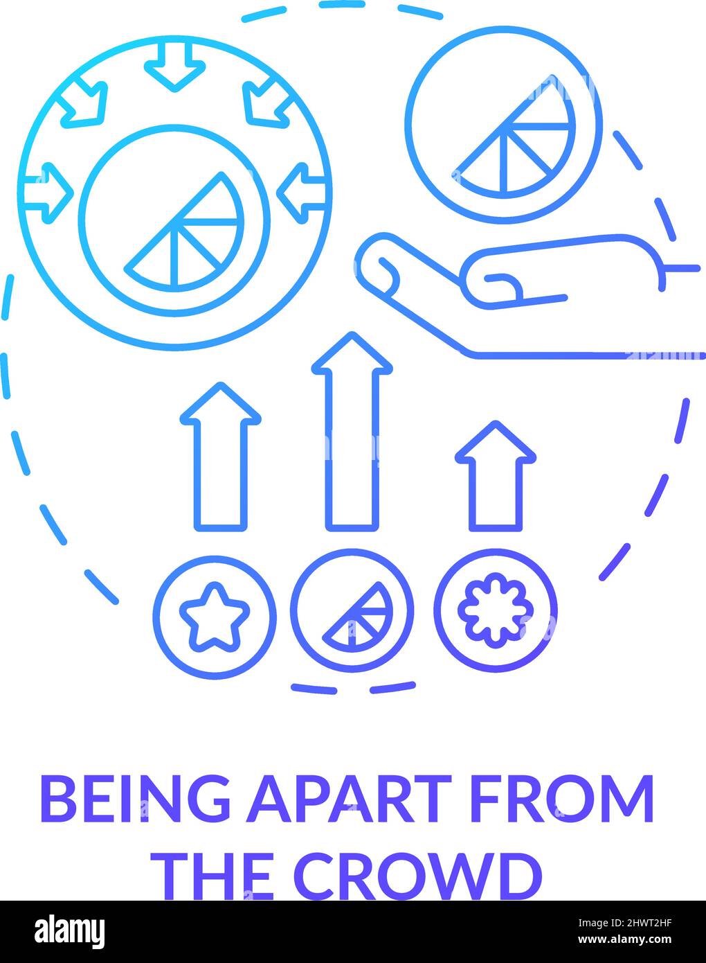 Being apart from crowd blue gradient concept icon Stock Vector Image ...