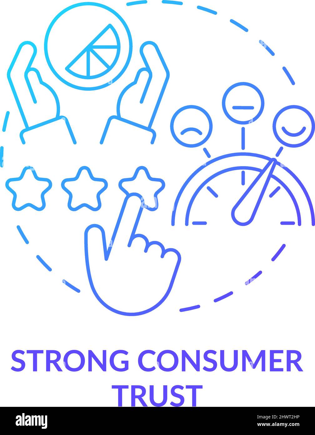 Strong consumer trust blue gradient concept icon Stock Vector Image ...