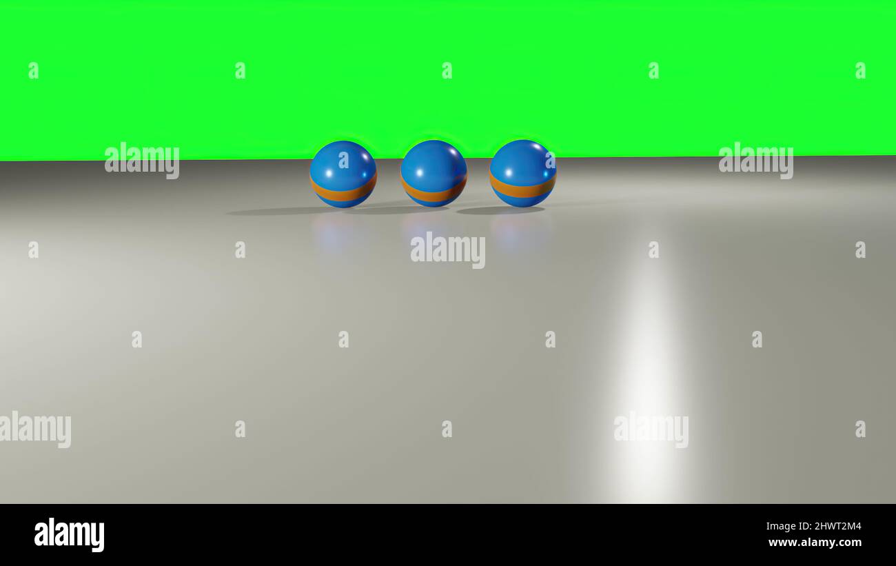 3d illustration - Three balls on surface. On green screen Stock Photo ...