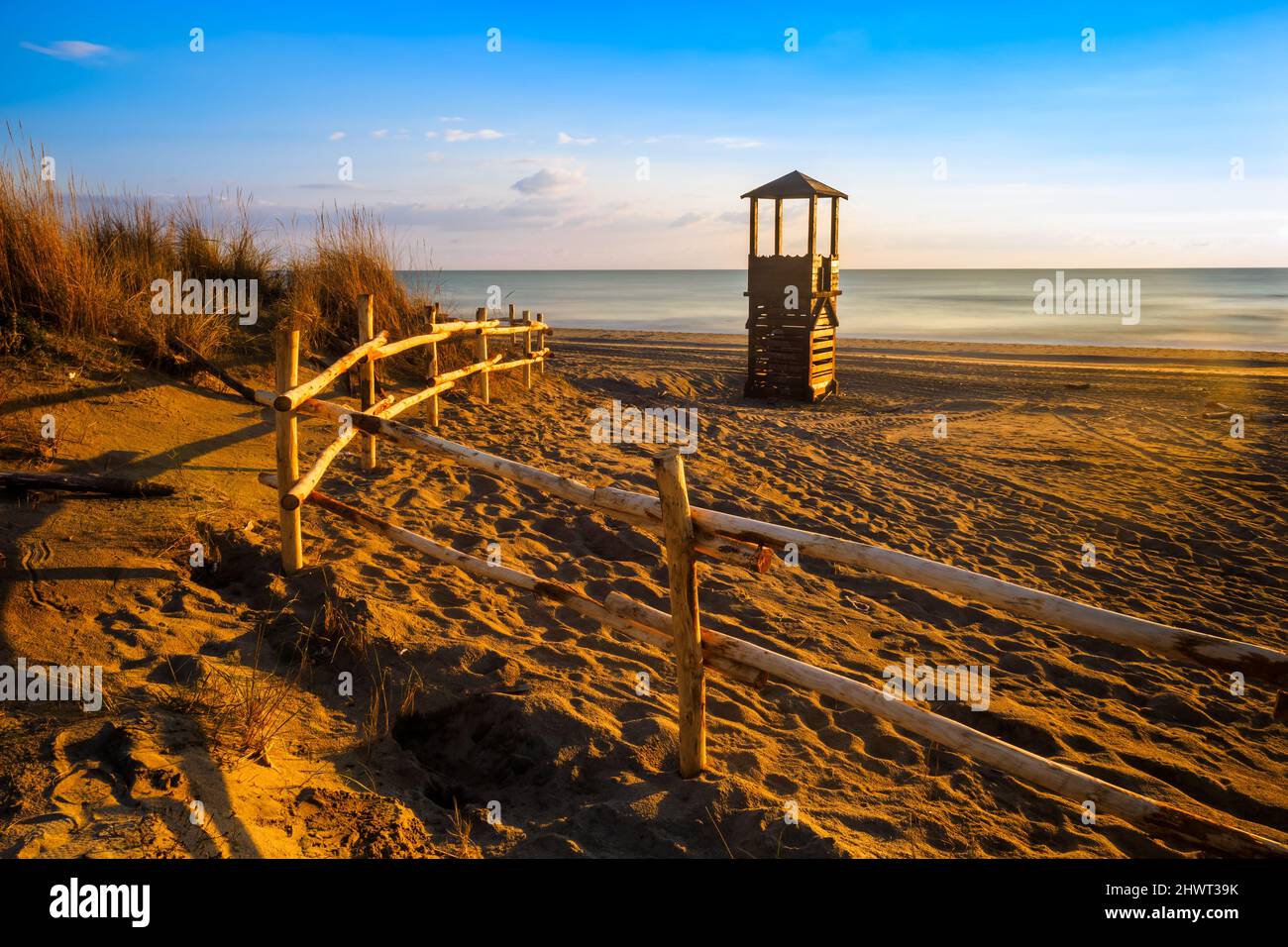 Lifeguard turret in the beach of Ostia - Rome, Italy Stock Photo - Alamy