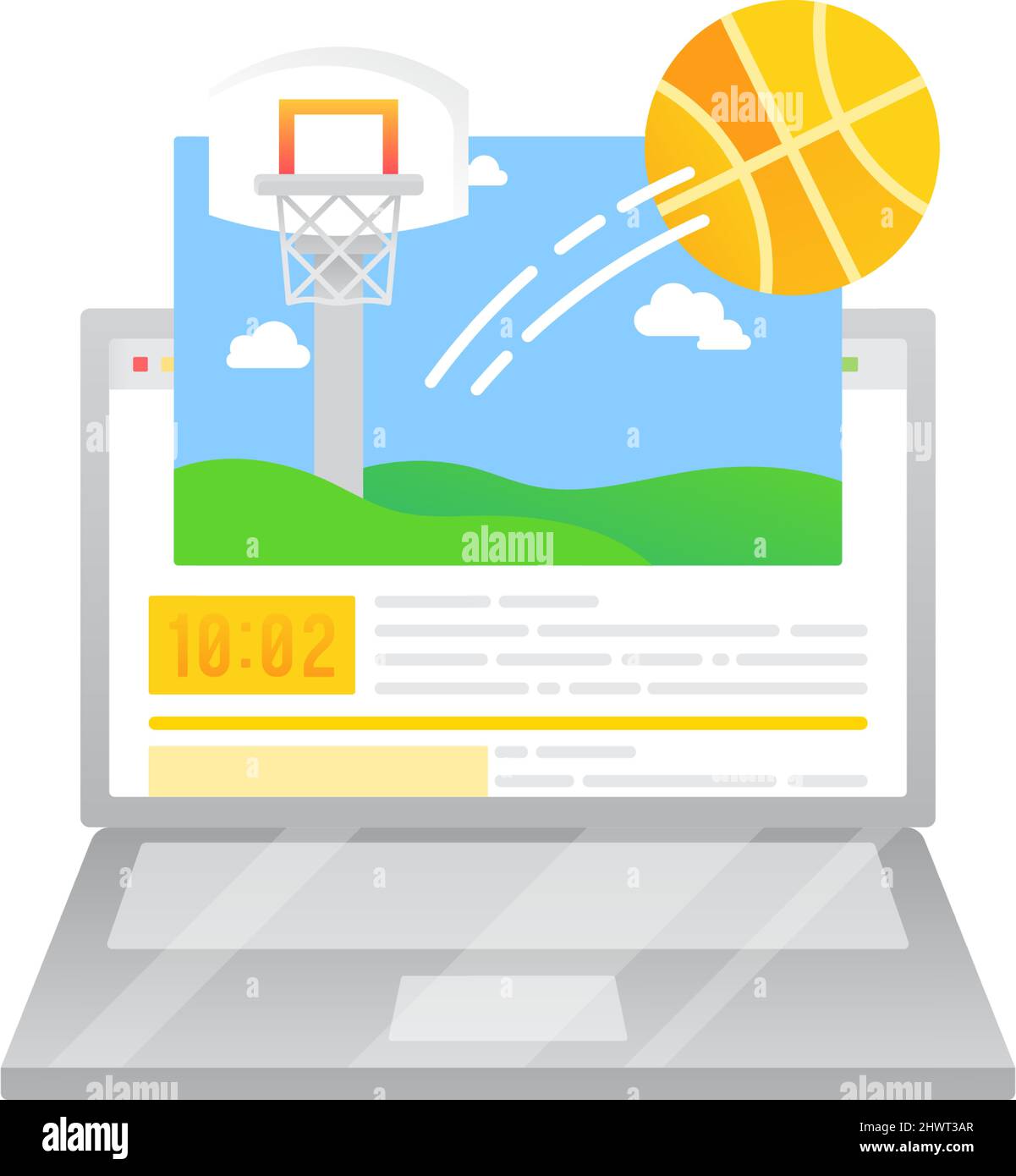 Basketball match live streaming on laptop vector icon. Game ...