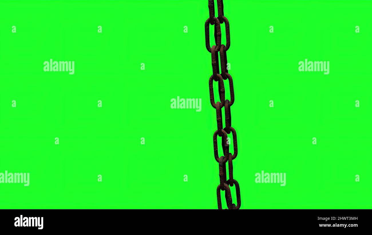 3d illustration of rusted chain on green screen Stock Photo - Alamy