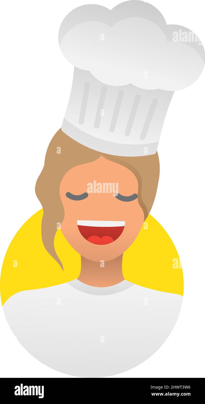 Woman chef icon. Female in cook hat vector. Confident girl baker in ...
