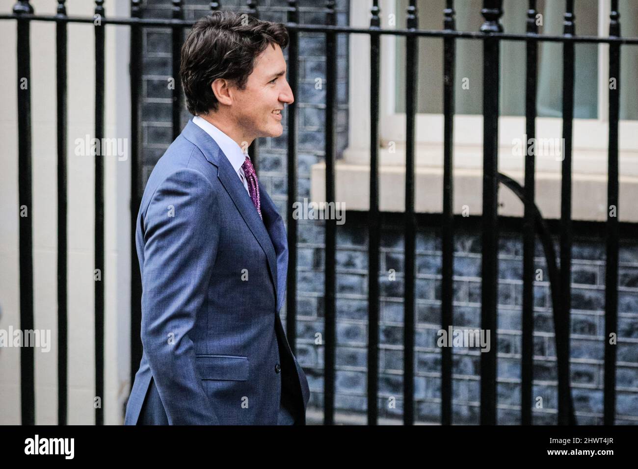 London, UK. 07th Mar, 2022. Justin Trudeau arrives and is welcomed by ...