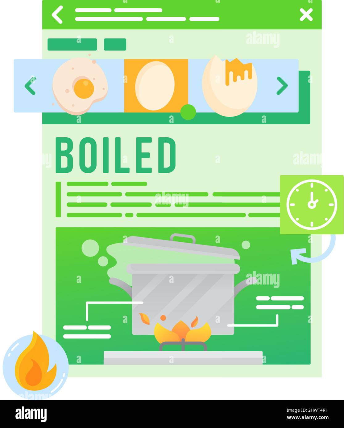 Simple recipe mobile app ui interface template vector flat icon ...