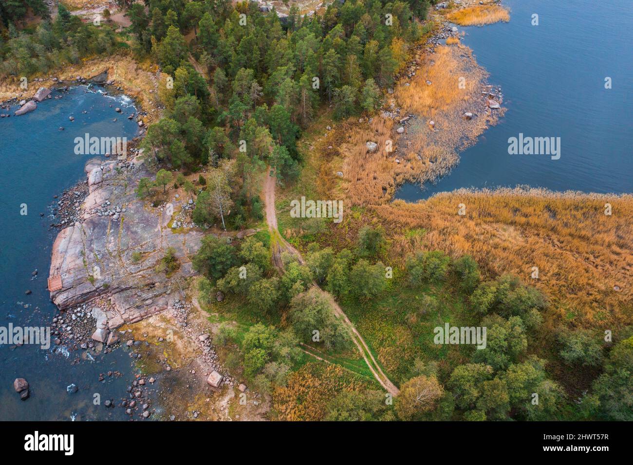 stone island on the sea, in the north aerial view Stock Photo - Alamy