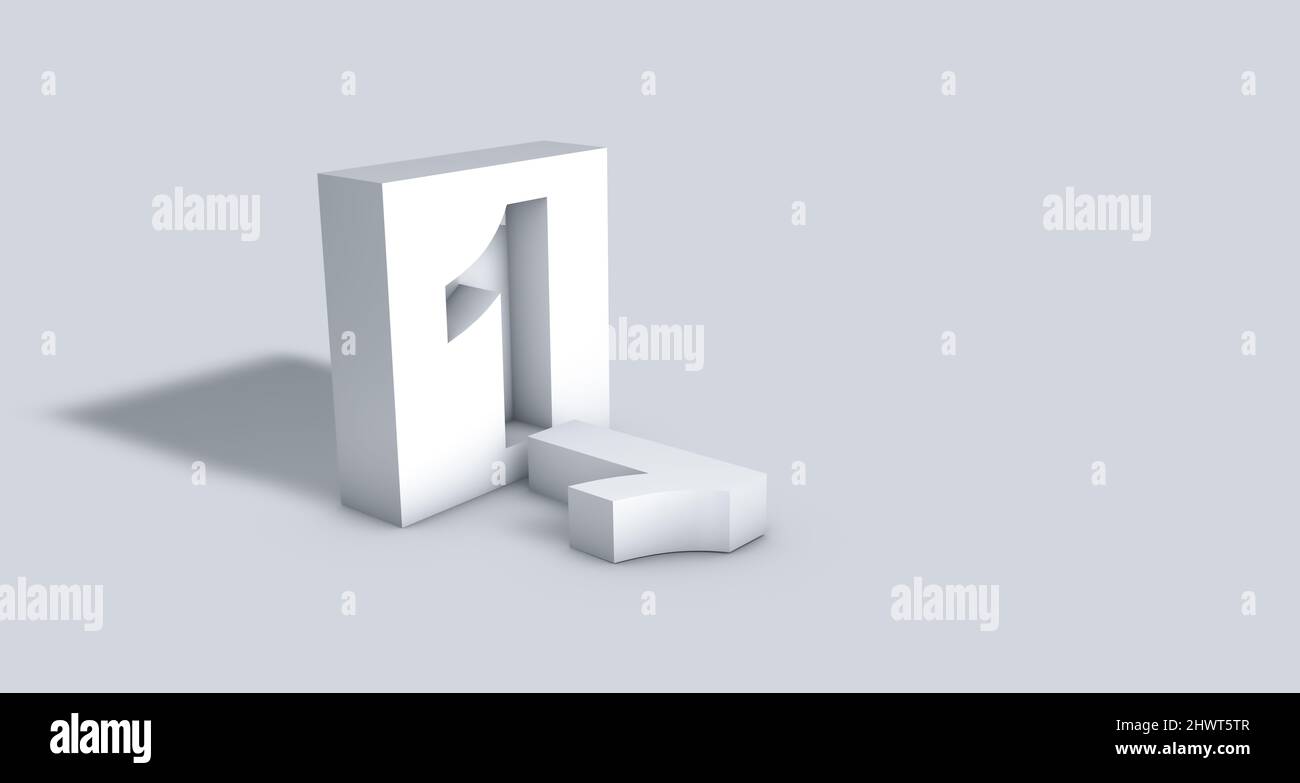 3D render gypsum block with number 1 carved inside Stock Photo - Alamy