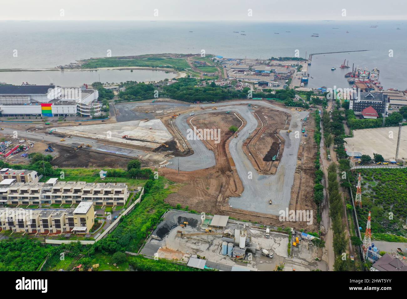 Aerial view of the Beautiful scenery of Jakarta Formula E Circuit. with ...