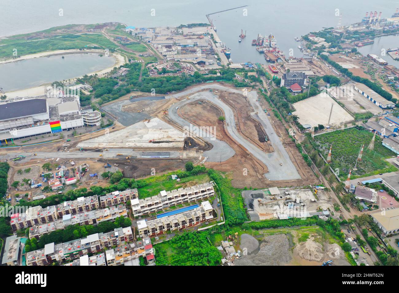Aerial view of the Beautiful scenery of Jakarta Formula E Circuit. with ...
