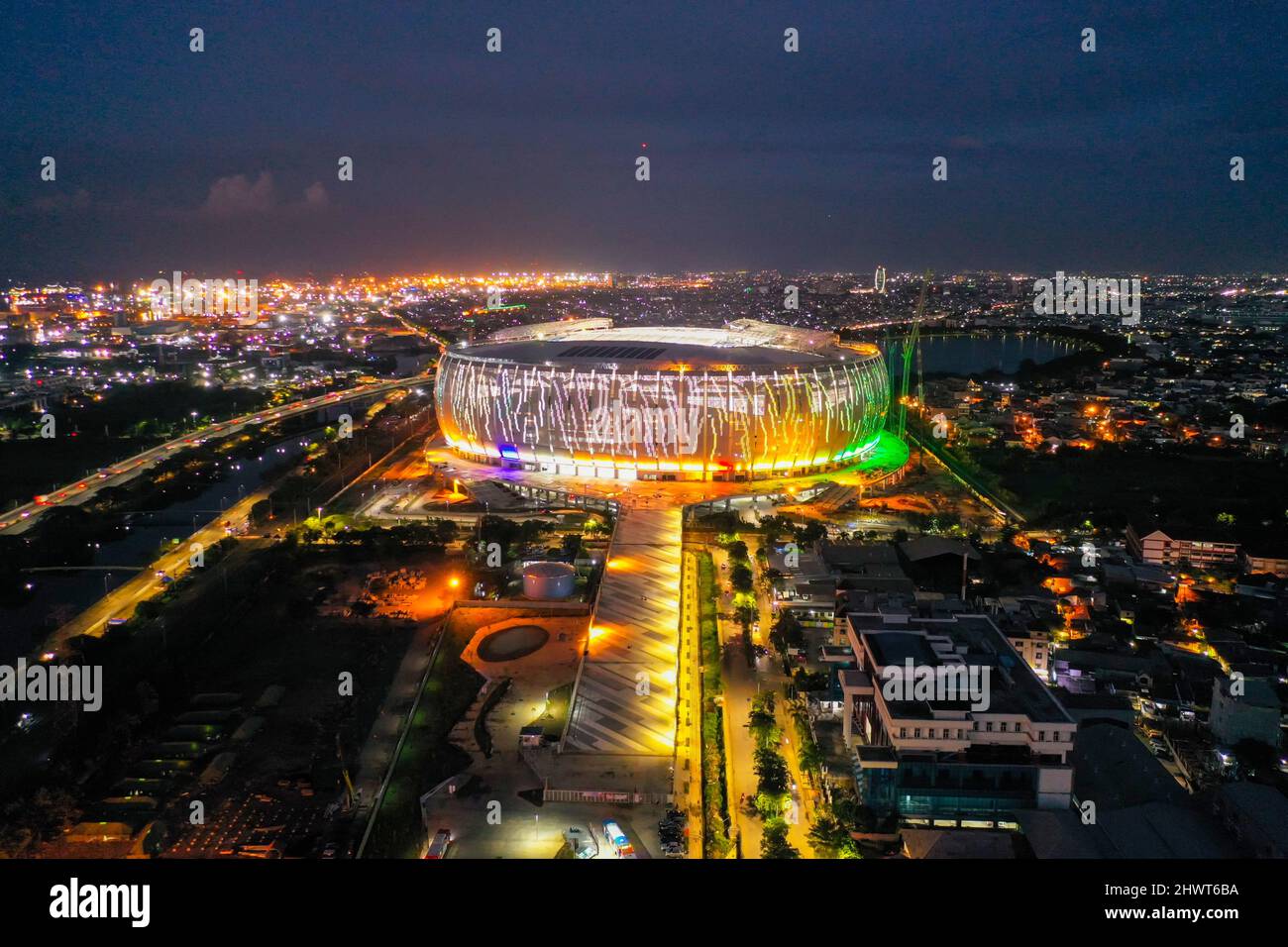 Aerial view of the Beautiful scenery of Jakarta International Stadium ...