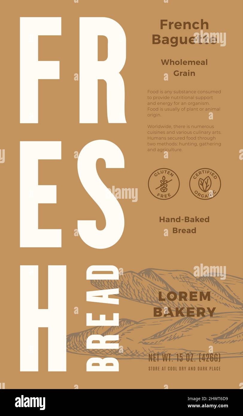 Fresh Baked Bread Abstract Vector Packaging Design Label. Modern ...