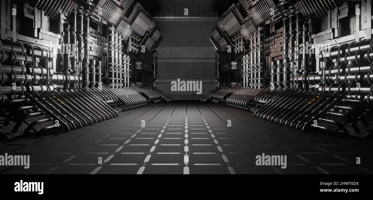 Underground concrete basement with day light industrial grunge concrete ...