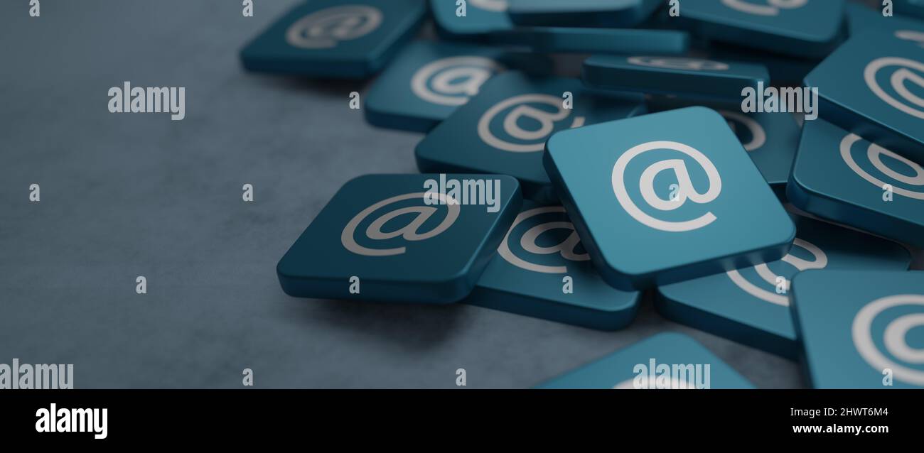 Email Technology Concept with at symbol on tiles 3d illustration Stock ...