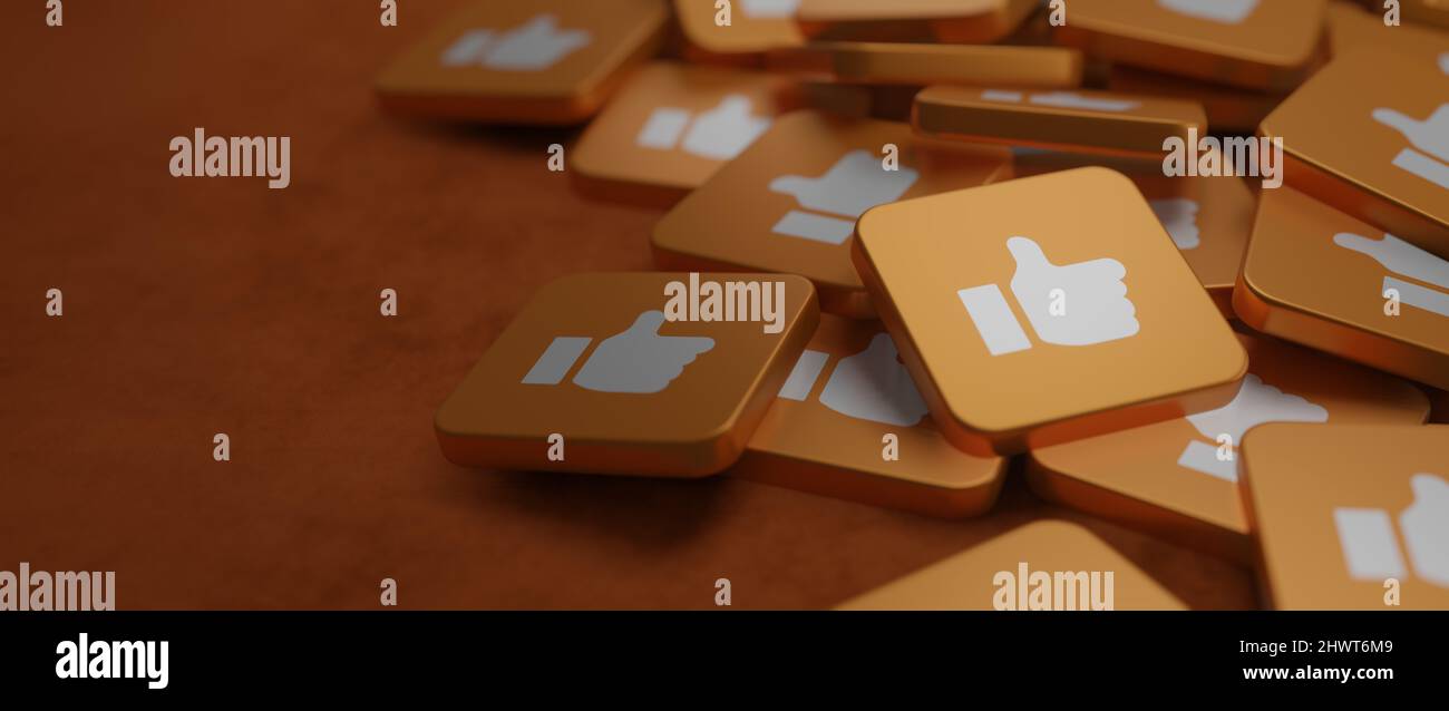 Like Icon in tiles Banner Background 3D Illustration Stock Photo - Alamy