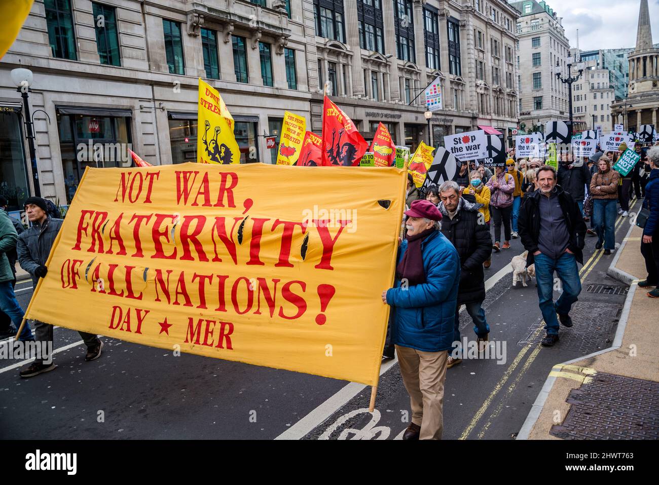 Not War, fraternity of all nations, Communist banner, Stop the War ...