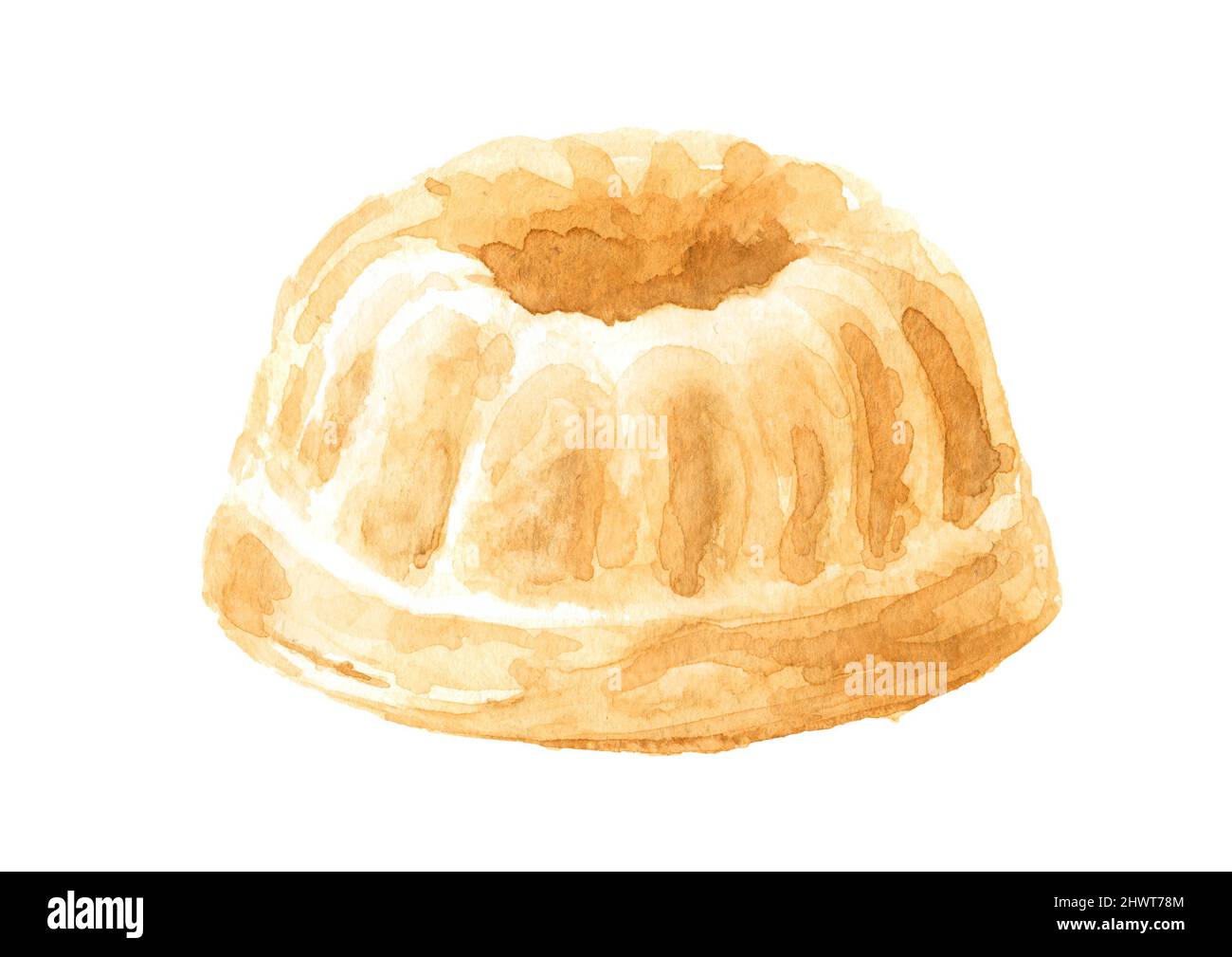 Pudding, Hand drawn watercolor illustration isolated on white ...