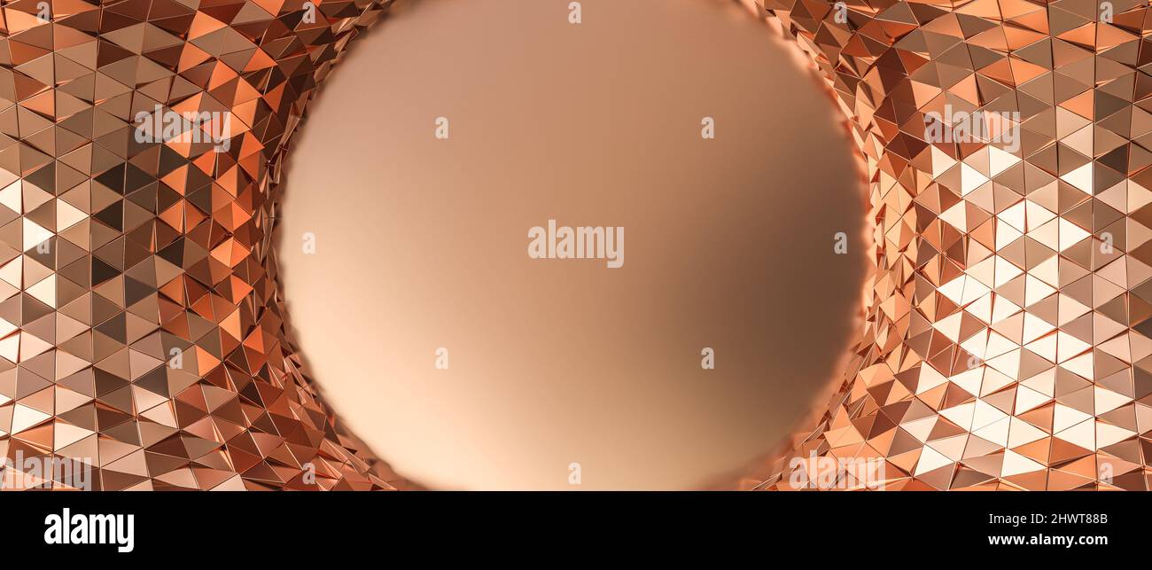 geometric triangles background with circular blank space in center. 3d ...