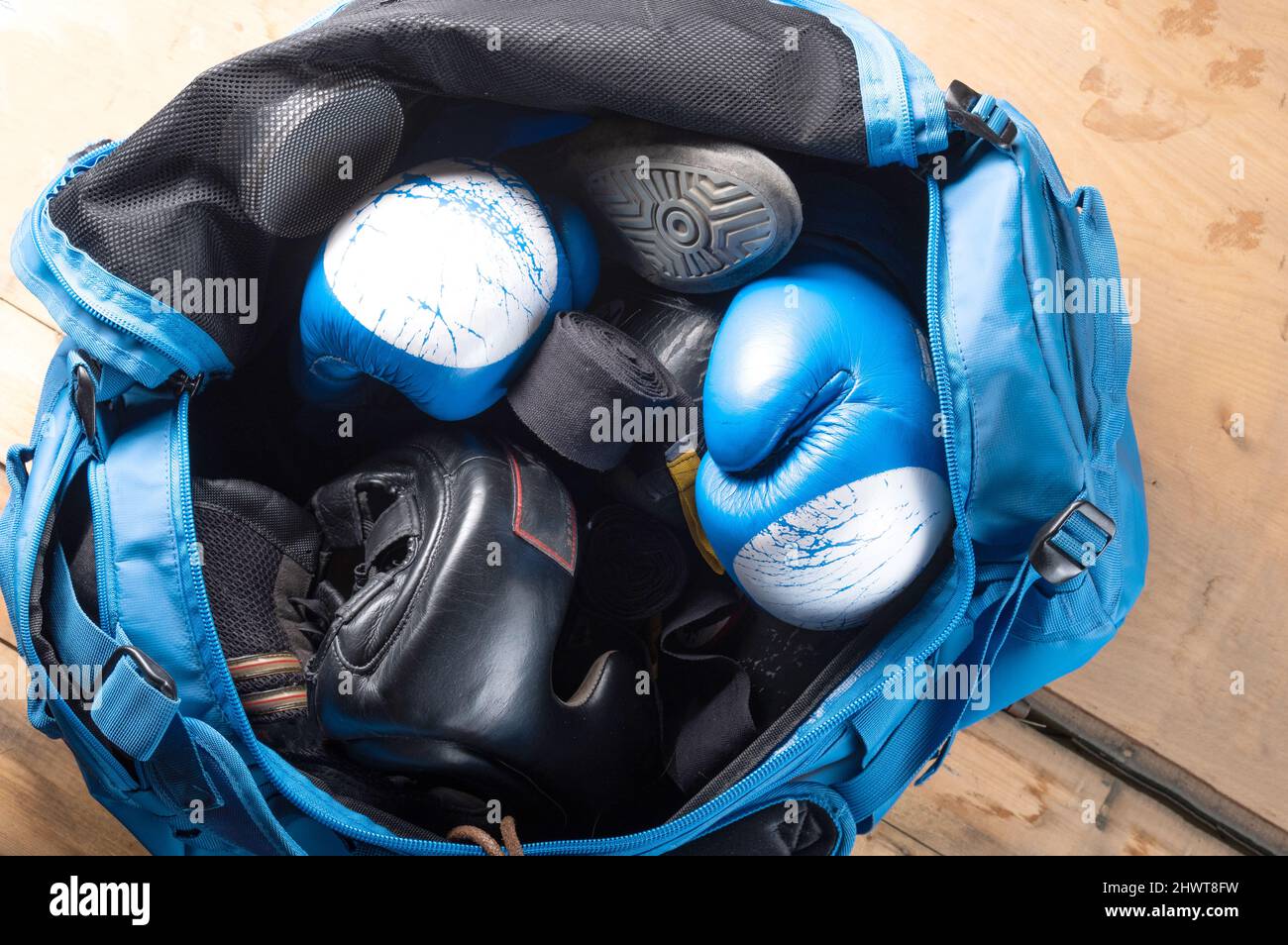 Boxer sports bag. Boxing ammunition in a bag. Boxing gloves and ...