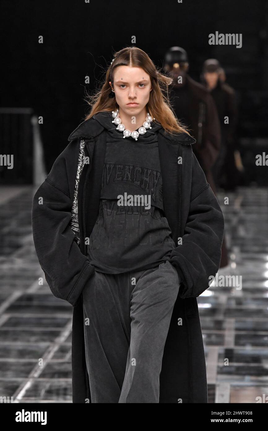 A model walks on the runway at the Givenchy fashion show during Fall ...