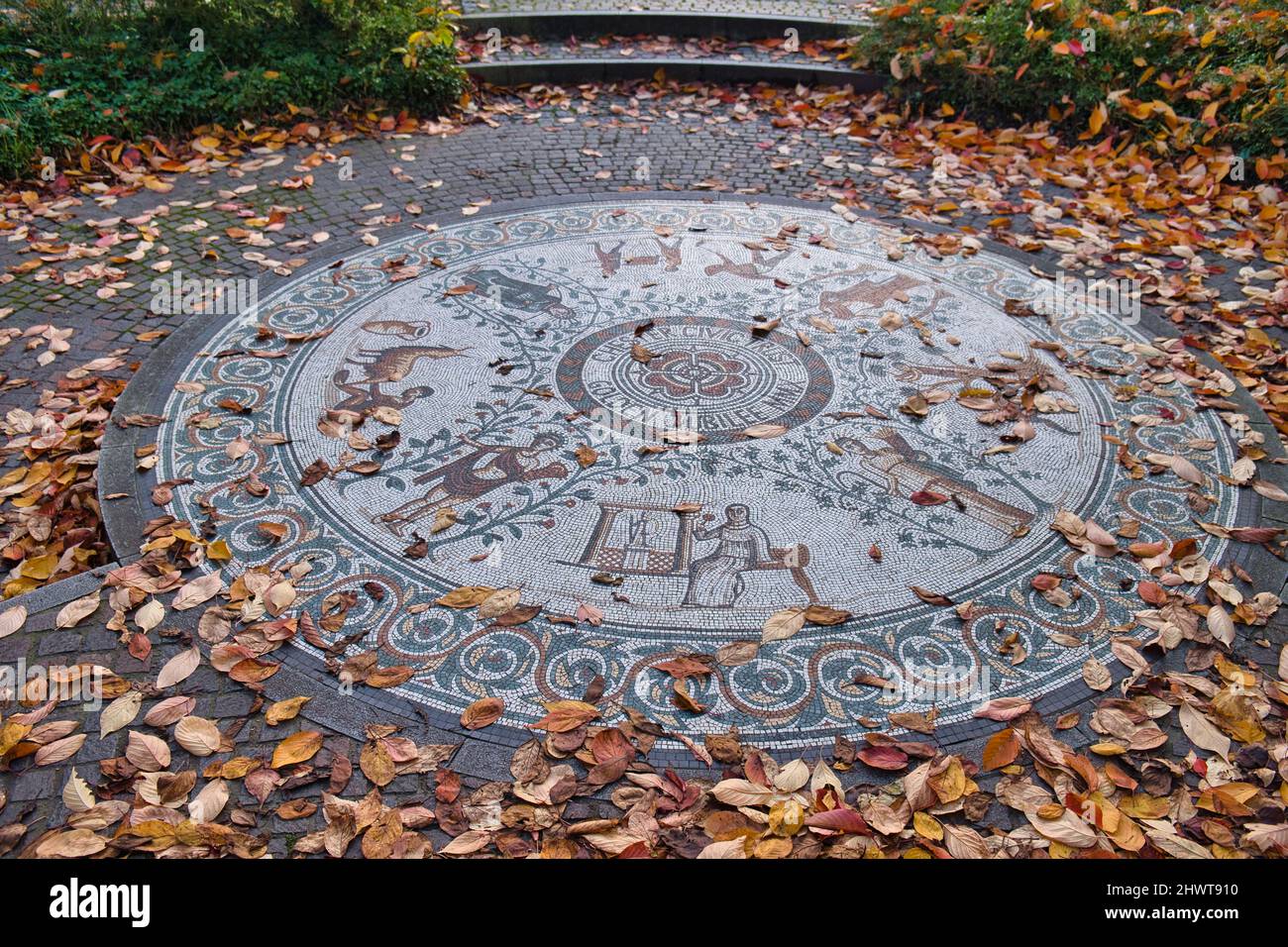 Roman style mosaic in the Roman Gardens,Chester, UK Stock Photo - Alamy