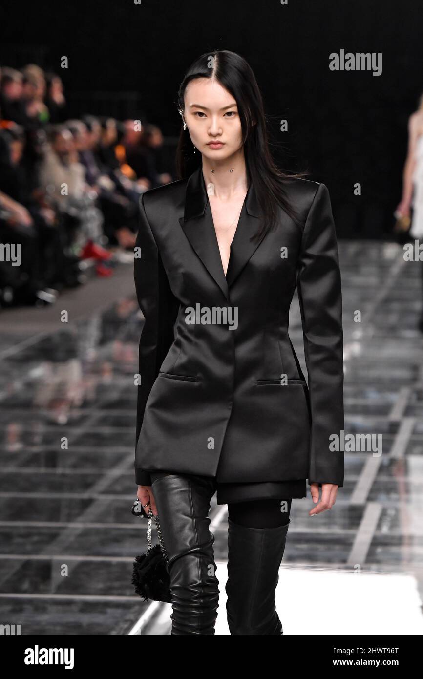 Model He Cong walks on the runway at the Givenchy fashion show during ...