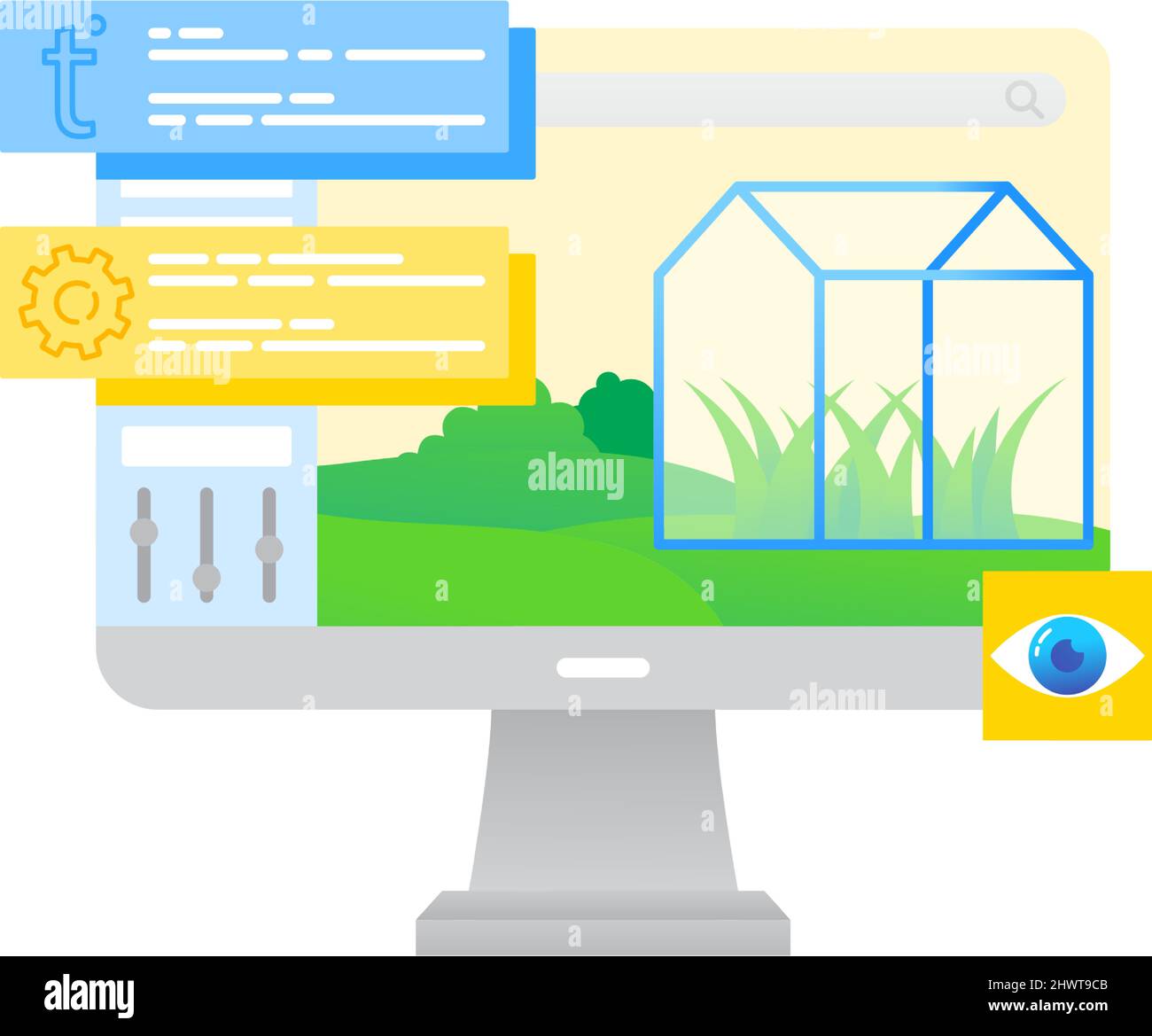 Computer farm icon smart greenhouse flat vector Stock Vector Image ...